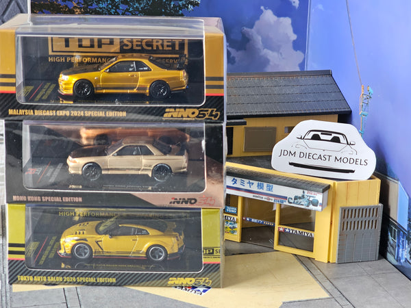 Inno64 1/64 Nissan Skyline top secret Gold r32,r34 and r35 – JDM ...